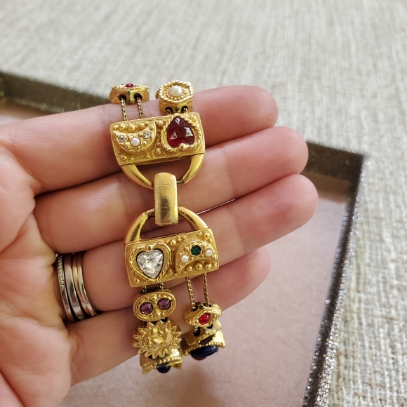 Carolee | Jewelry | Vintage Carolee Double Row Slide Charm Bracelet ...